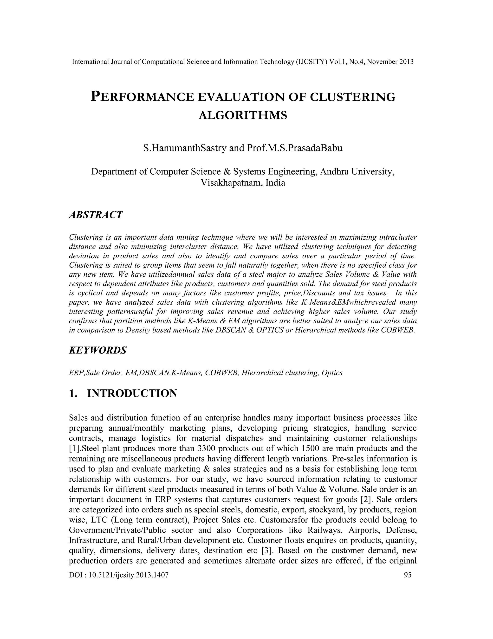 Performance Evaluation Of Clustering Algorithms Pdf