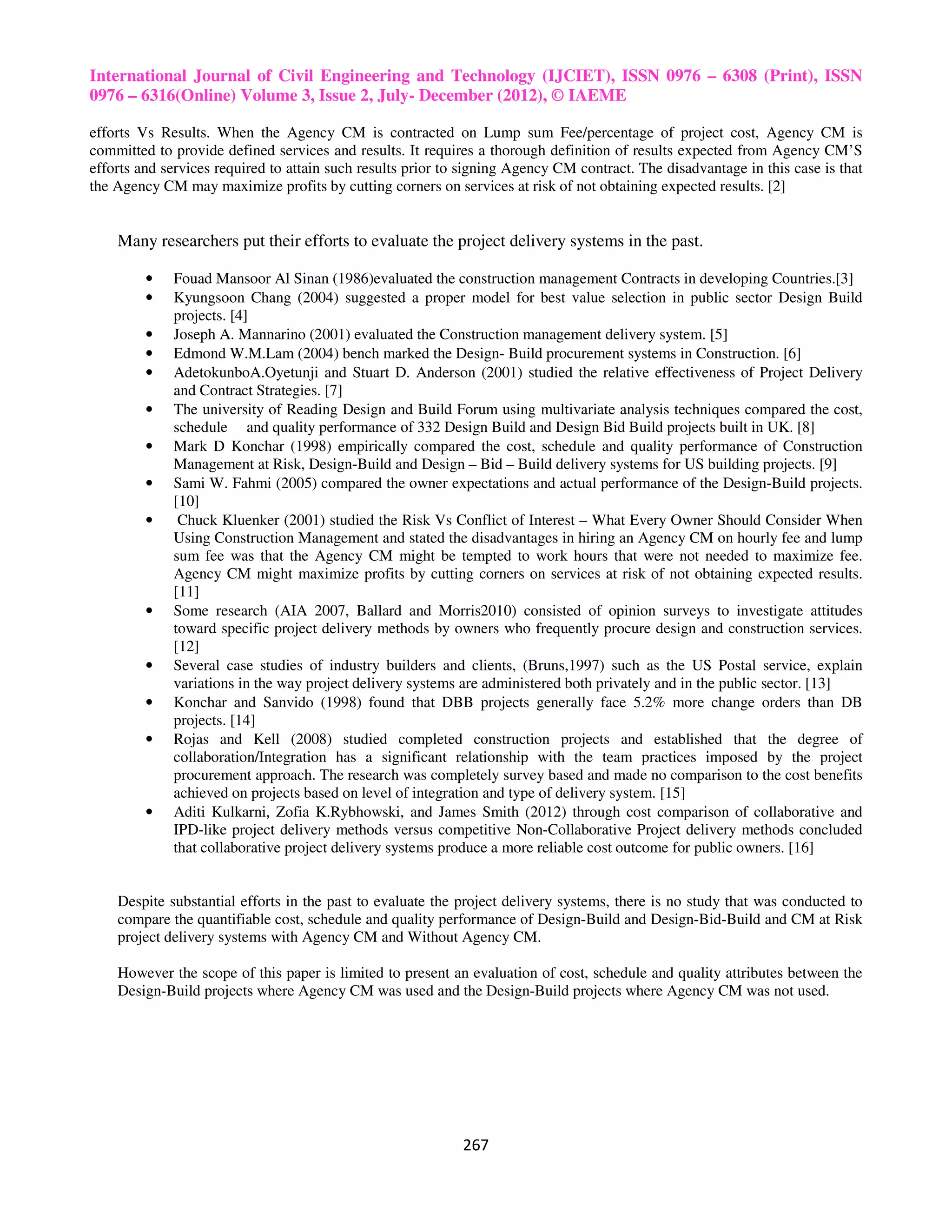 Performance evaluation of design build (d-b) projects | PDF