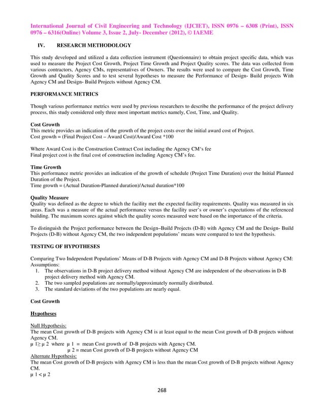 Performance evaluation of design build (d-b) projects | PDF
