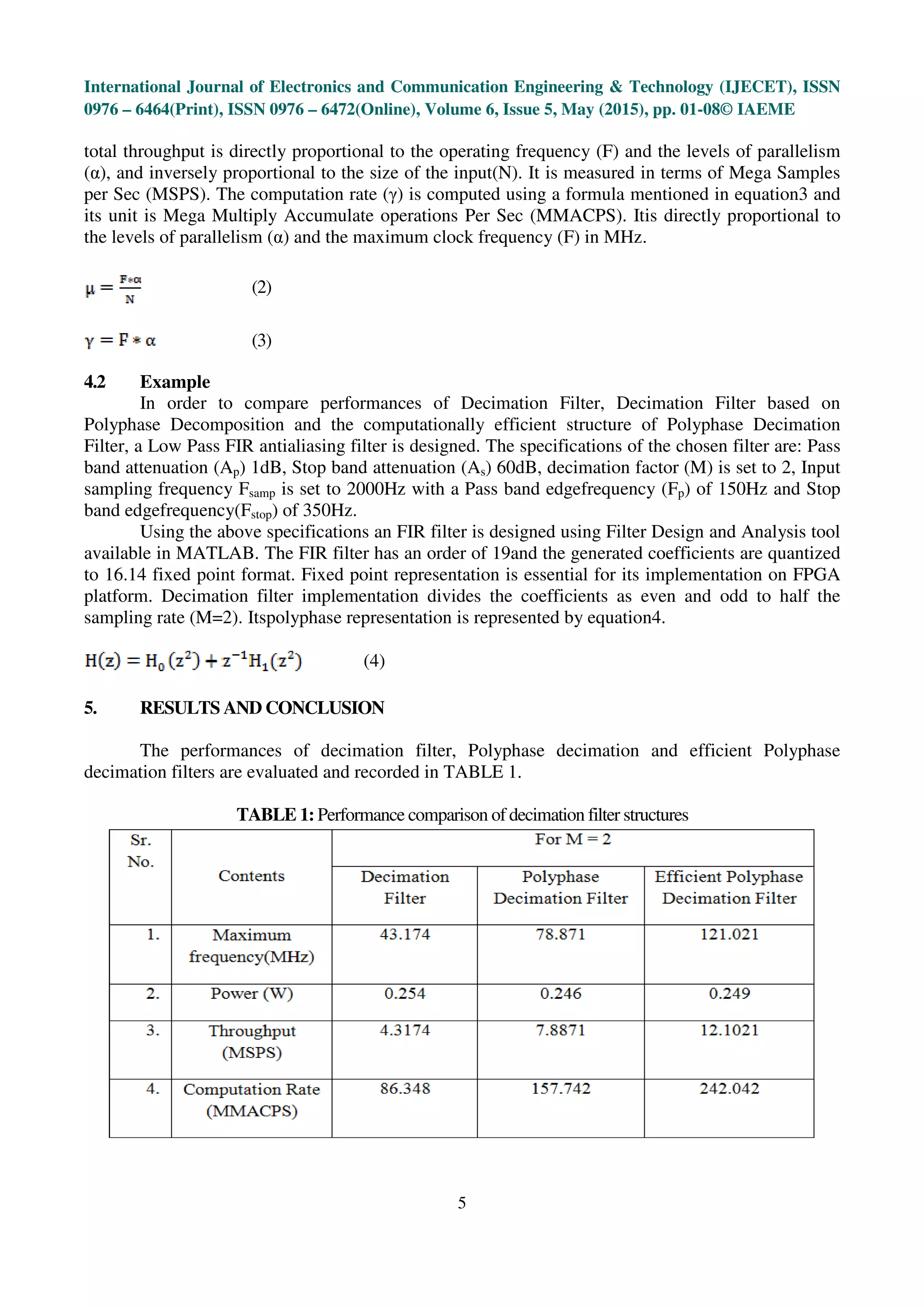 Performance Evaluation Of Efficient Structure For Fir Decimation