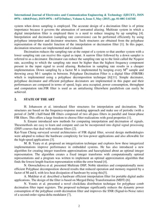 Performance evaluation of efficient structure for fir decimation filters using polyphase ...