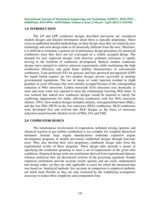 Performance evaluation of lean premixed prevapourised combustion chamber | PDF
