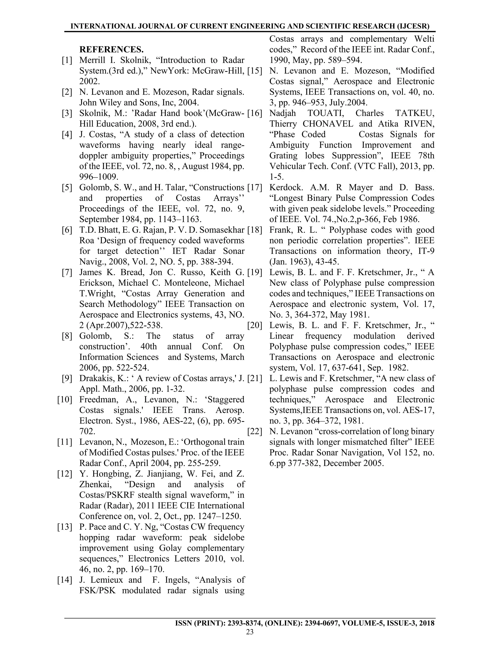 Performance evaluation of nested costas codes | PDF
