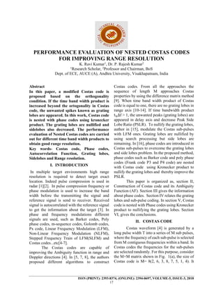 Performance evaluation of nested costas codes | PDF