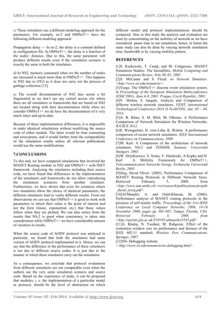 Performance evaluation of ns2 and omnet++ simulators for aodv protocol in manet | PDF