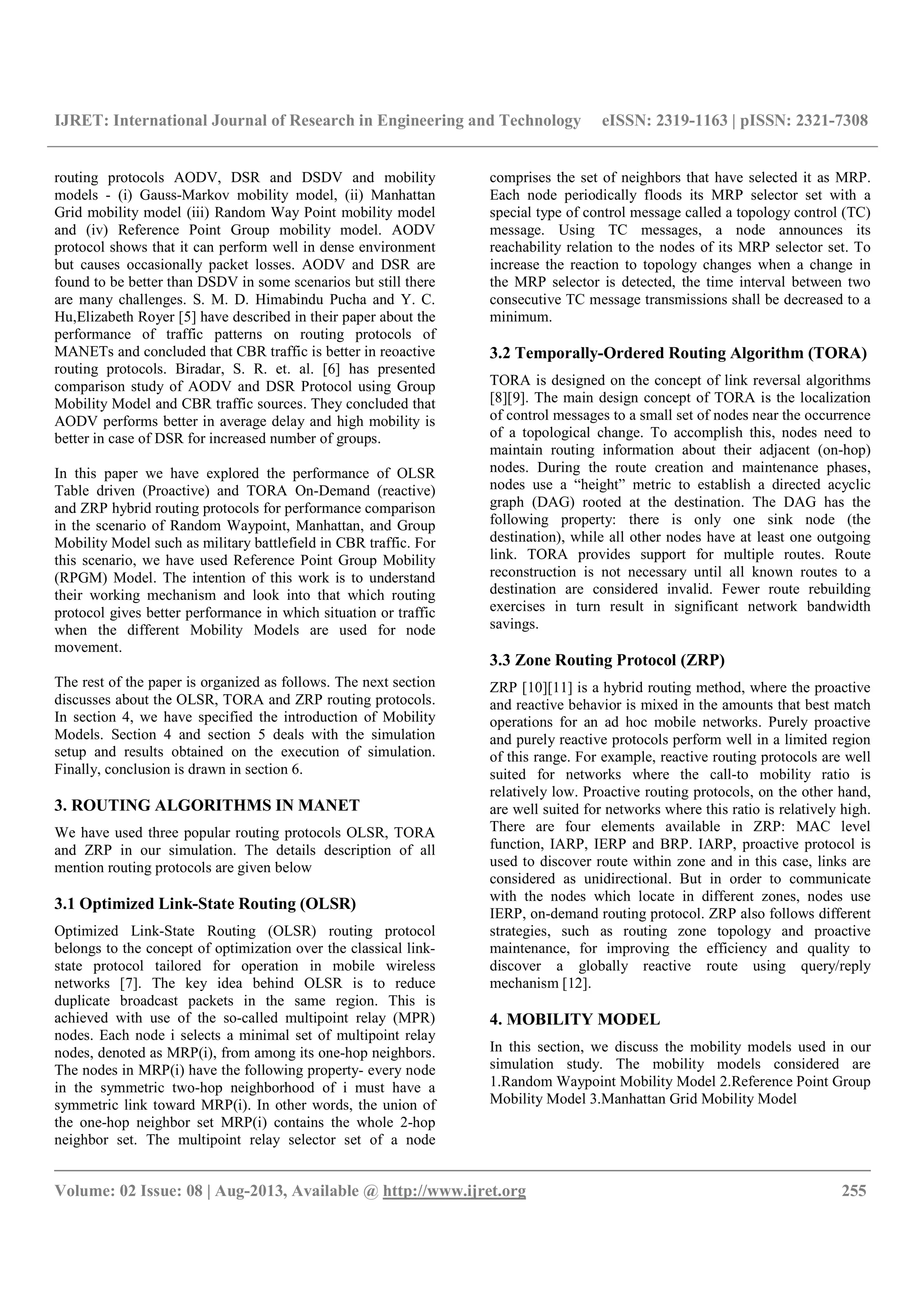 Performance Evaluation Of Proactive Reactive And Pdf