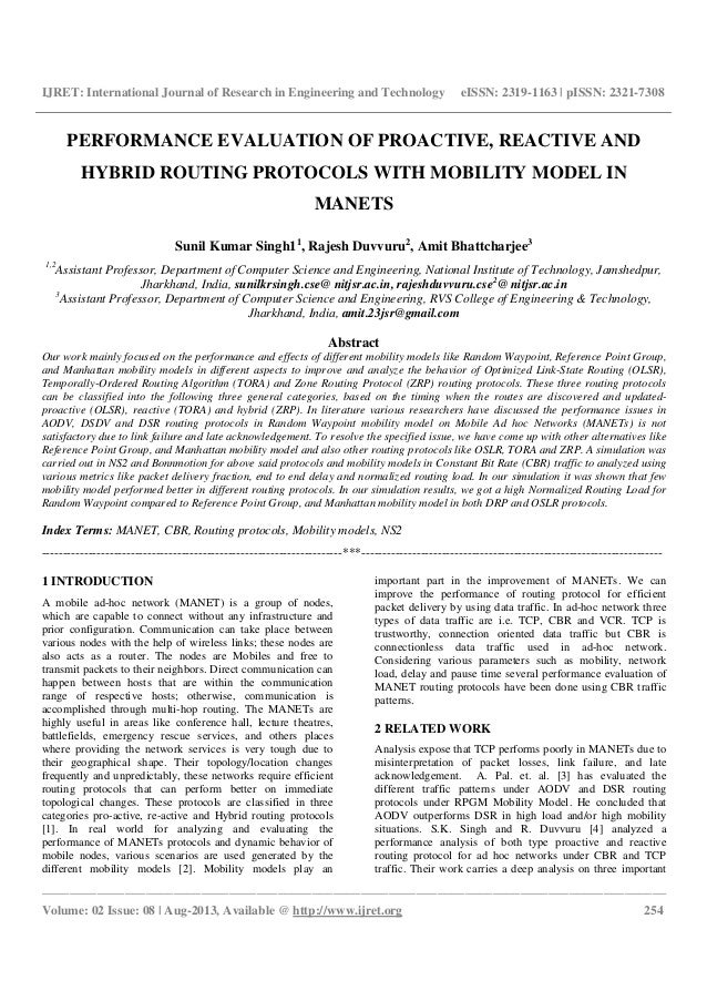 Performance Evaluation Of Proactive Reactive And