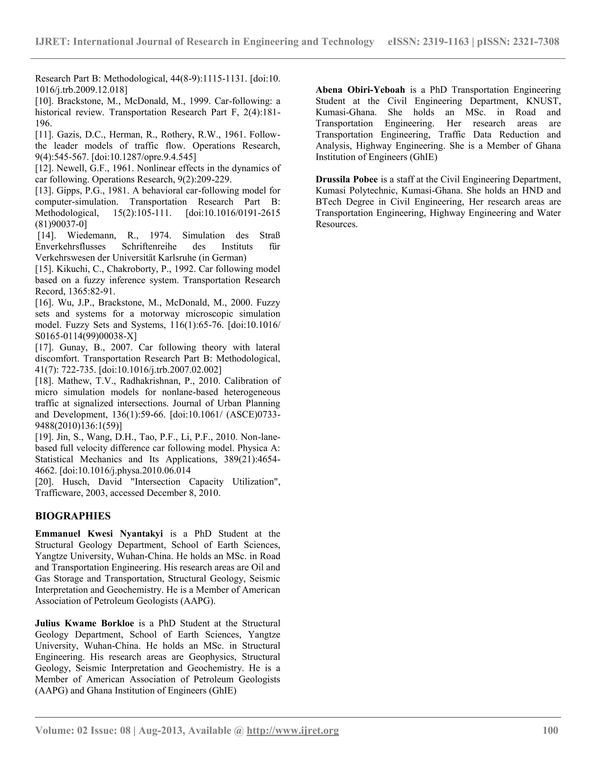 Performance evaluation of santasi roundabout, kumasi ghana using micro ...