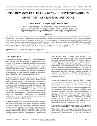 Performance evaluation of various types of nodes in manet with dsr routing protocols | PDF