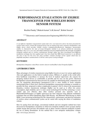Performance evaluation of zigbee transceiver for wireless body sensor system | PDF | Internet of ...