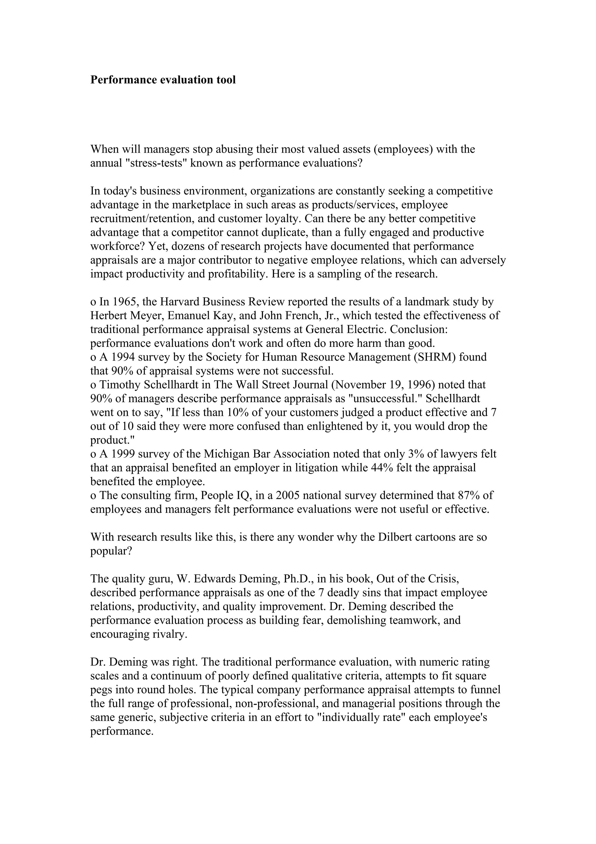 Performance evaluation tool | PDF