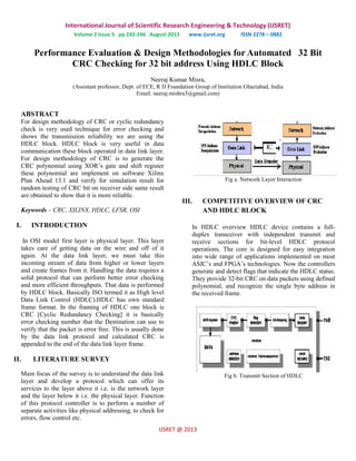 Performance Evaluation & Design Methodologies for Automated 32 Bit CRC Checking for 32 bit ...