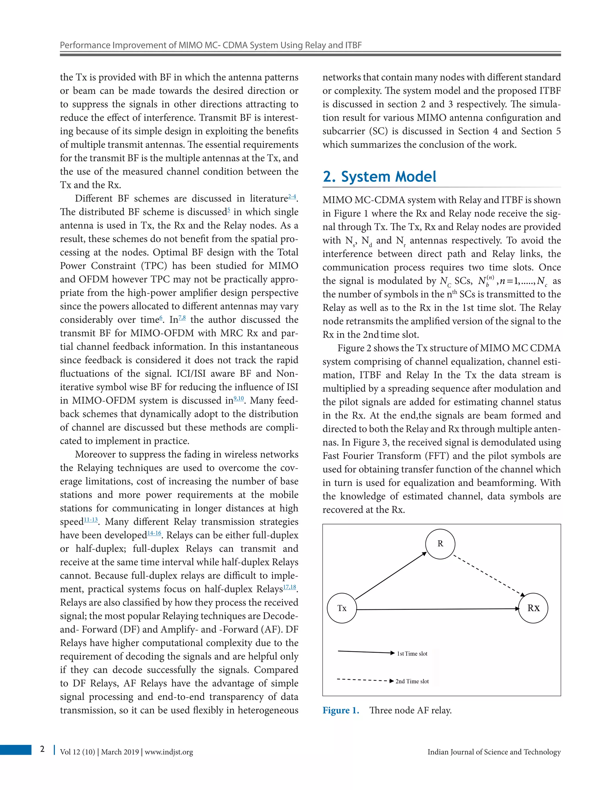 Performance improvement of mimo mc cdma system using relay and itbf | PDF