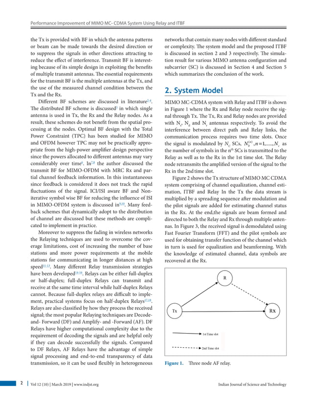 Performance improvement of mimo mc cdma system using relay and itbf | PDF