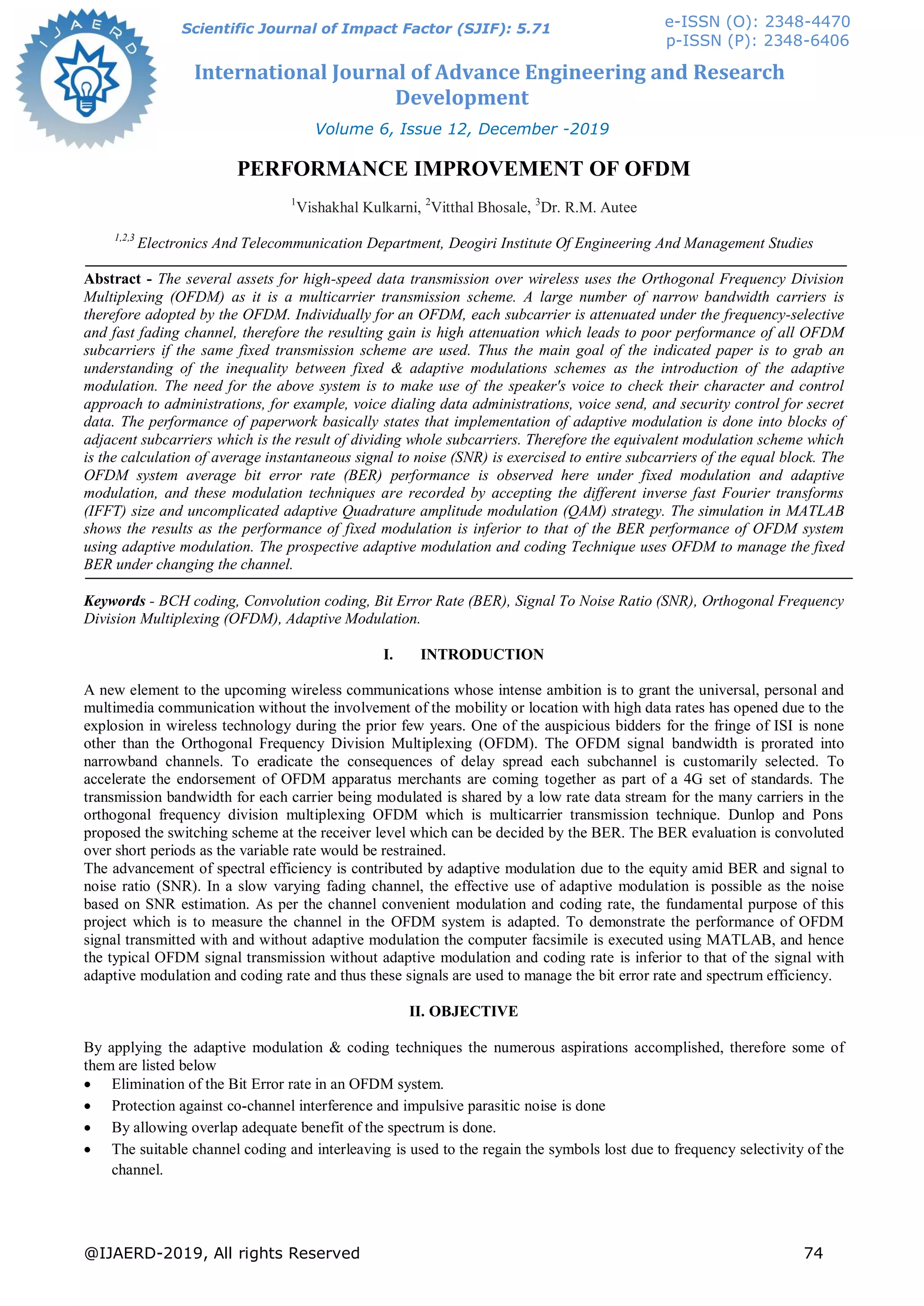 Performance improvement of ofdm | PDF