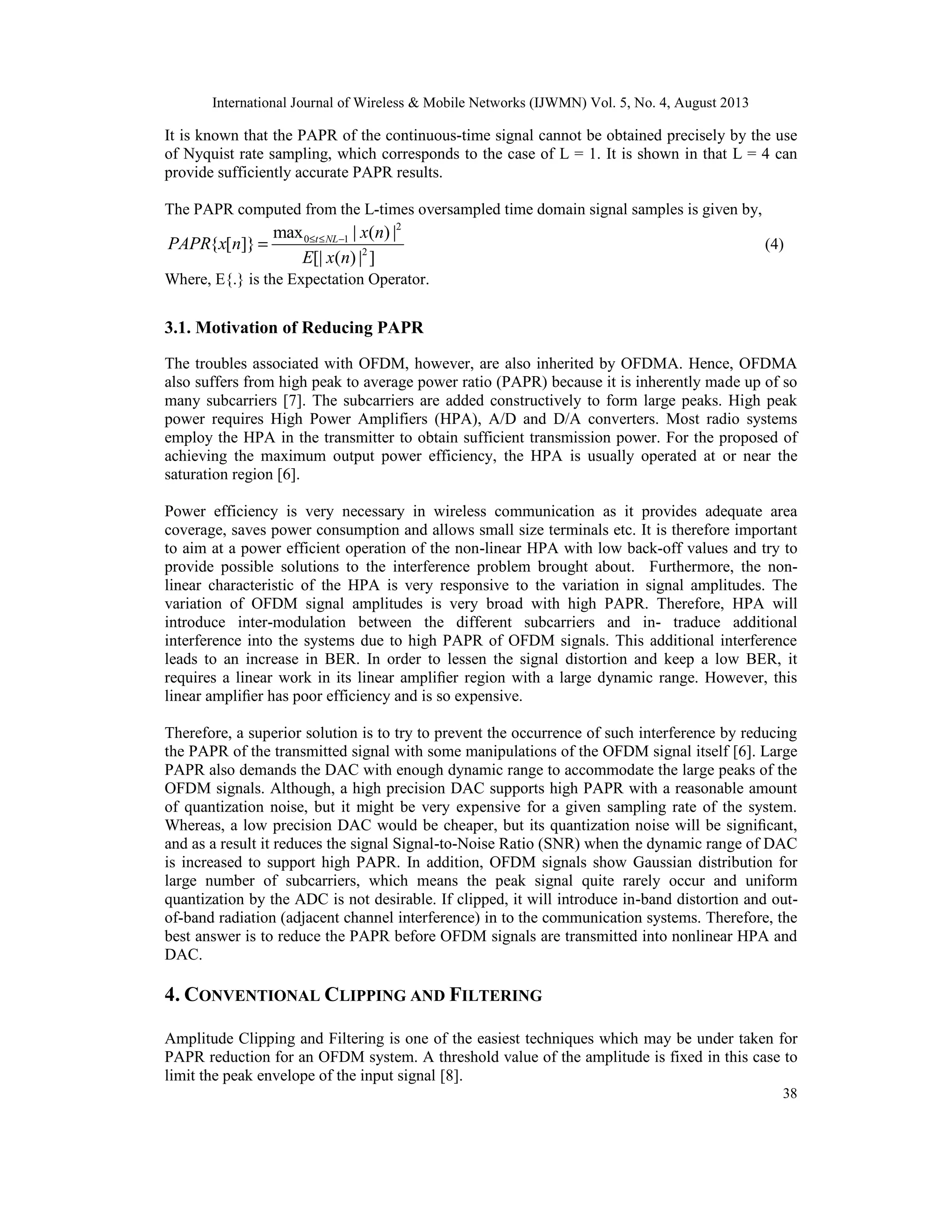 Performance Improvement Of Papr Reduction For Ofdm Signal In Lte System