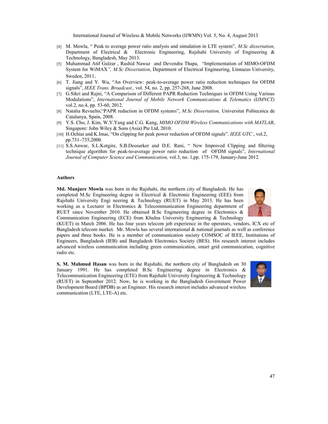 Performance Improvement Of Papr Reduction For Ofdm Signal In Lte System