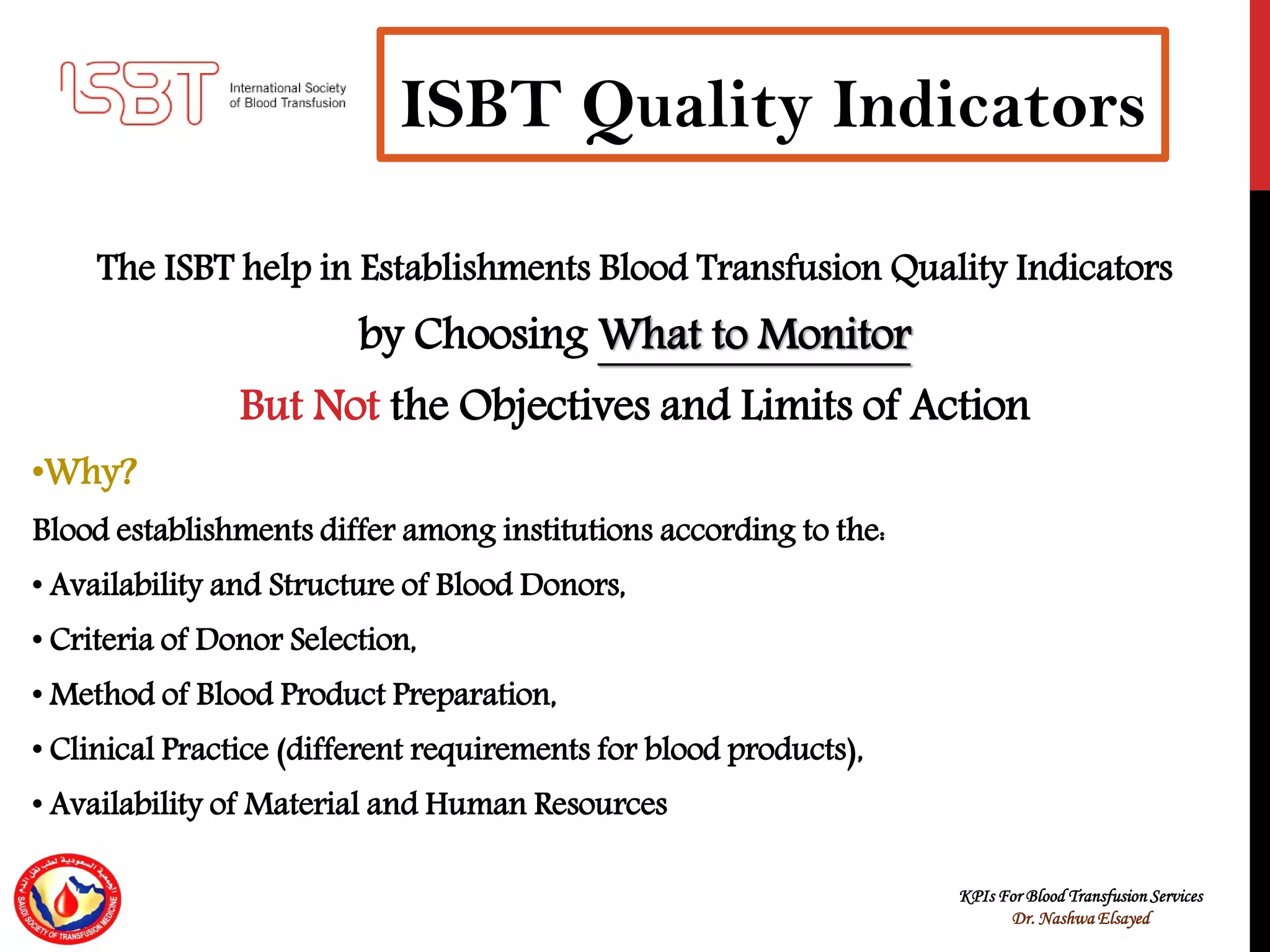 Performance Indicators in Blood Transfusion (Dr. Nashwa Elsayed) | PDF