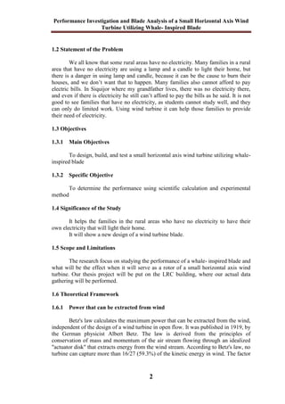 Performance investigation and blade analysis of a small horizontal axis ...