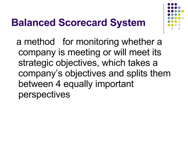 Balanced Scorecard system: Strategy Map | PPT