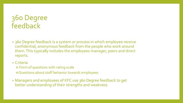 Performance management of KFC | PPTX | Human Resources | Business