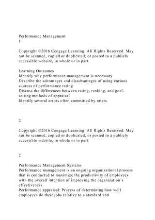 Performance Management1Copyright ©2016 Cengage Learning. A.docx
