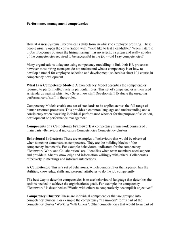 Performance management competencies | DOC
