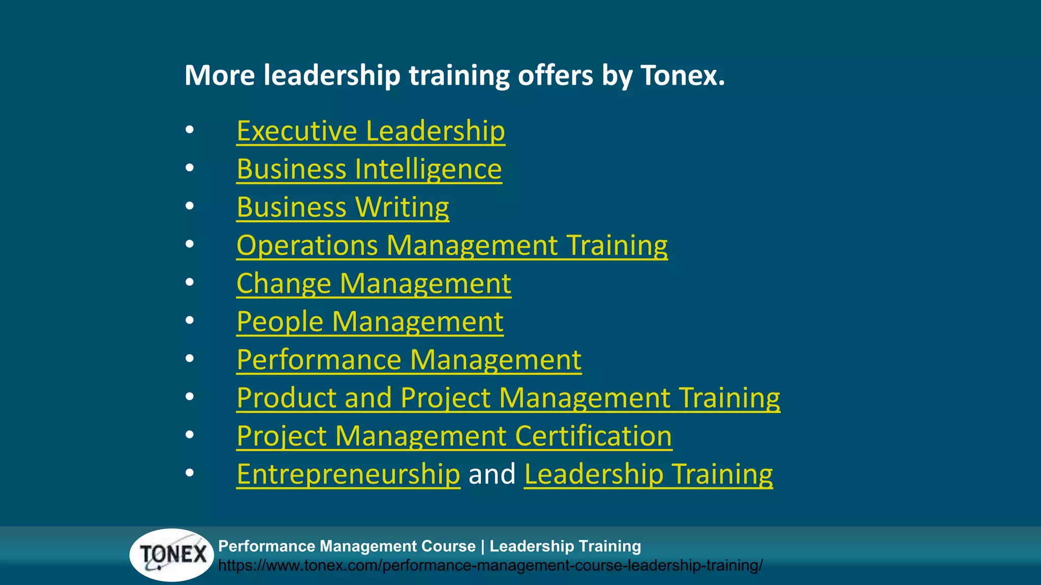 Leadership Course on Performance Management Training | PPT
