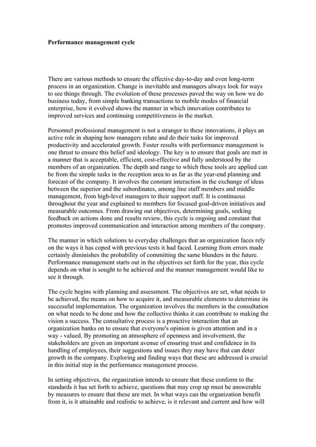 Performance management cycle | PDF