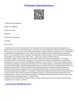 Performance Management Essays | PDF