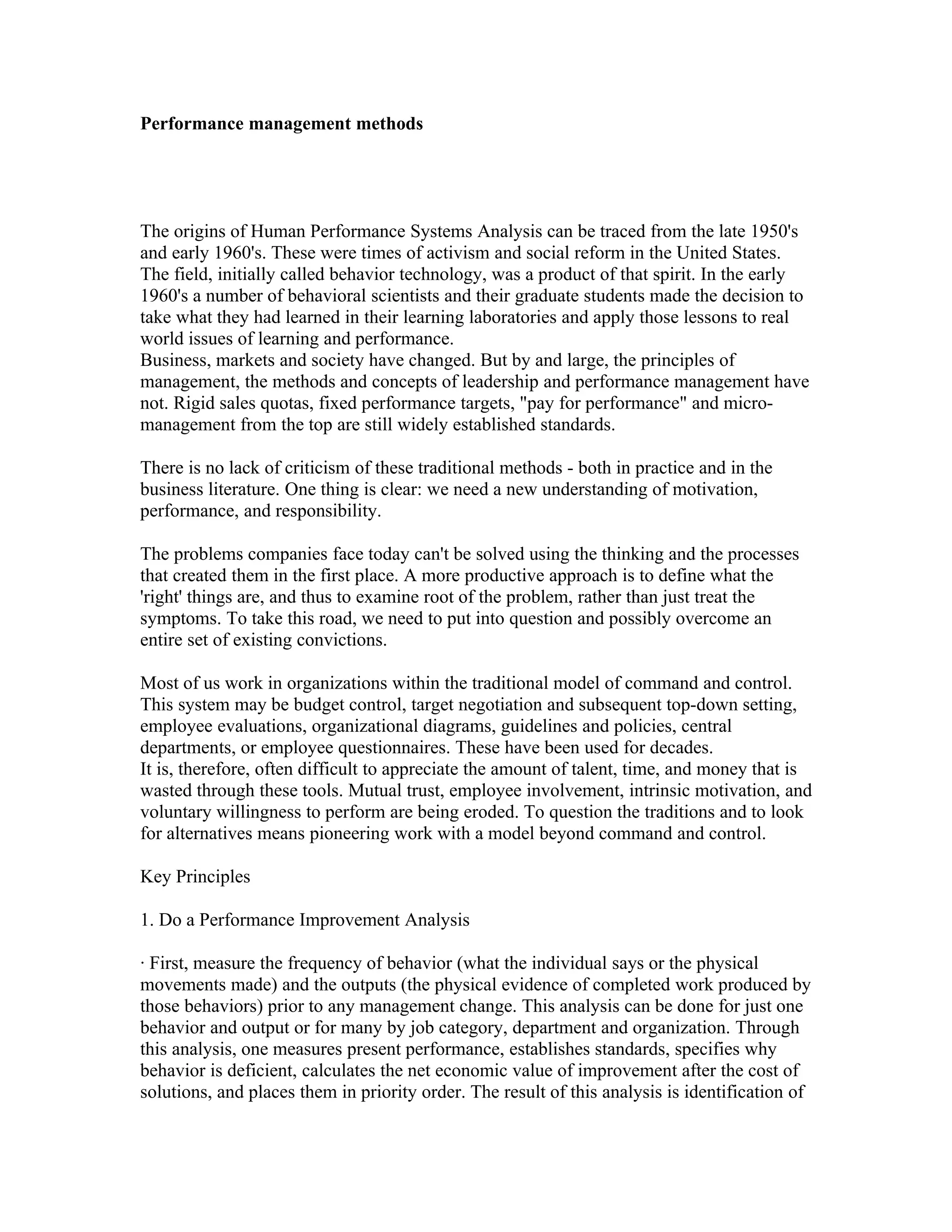 Performance management methods | DOC | Business | Business and Finance