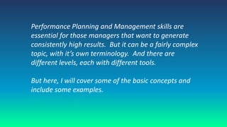Performance Planning and Management Process for Managers | PDF