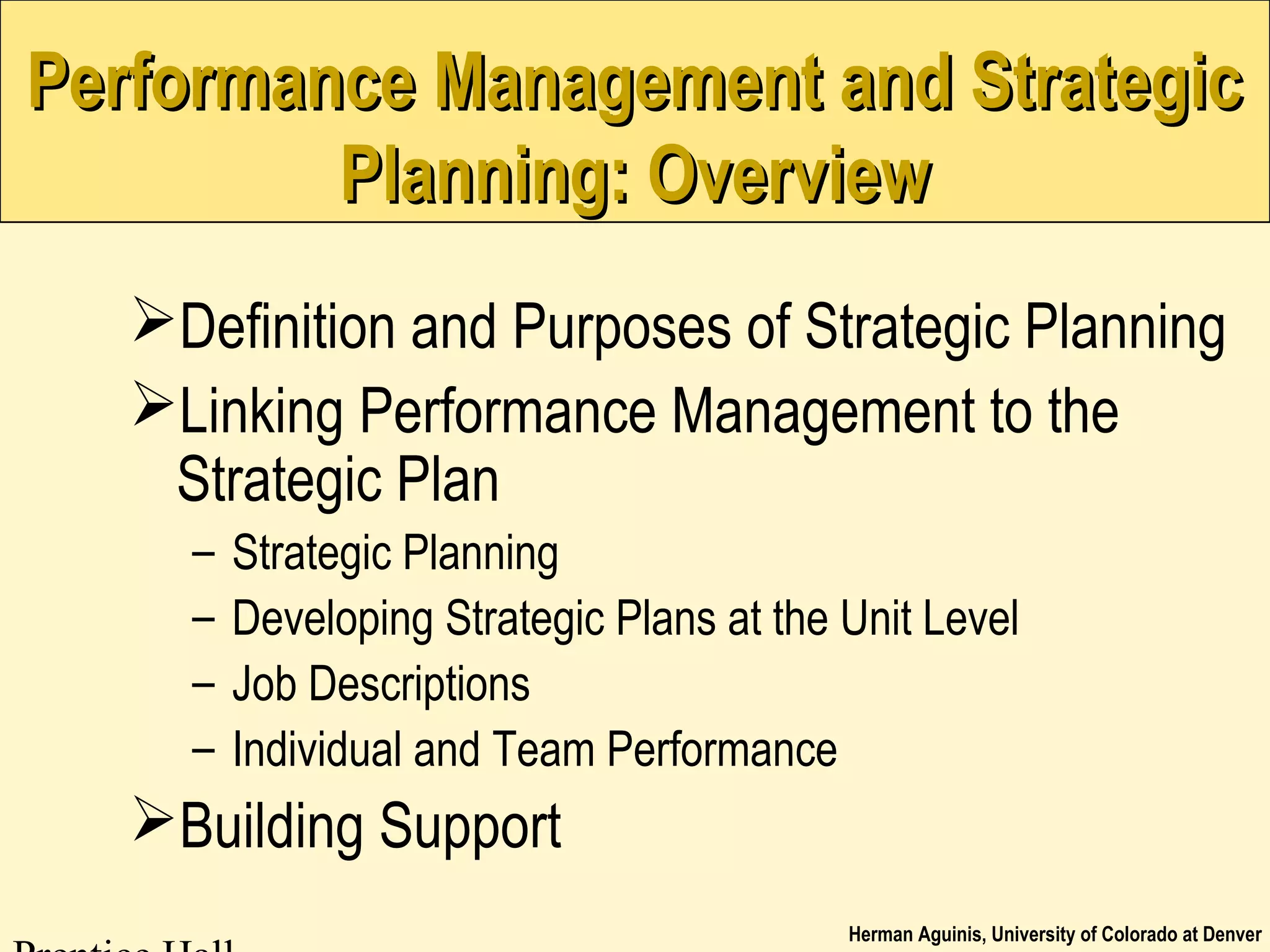 Performance Management & Strategic Planning {Lecture Notes} | PPT