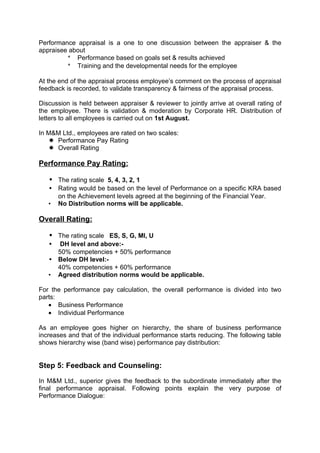 Performance Management System Mahindra N Mahindra Ltd | DOC