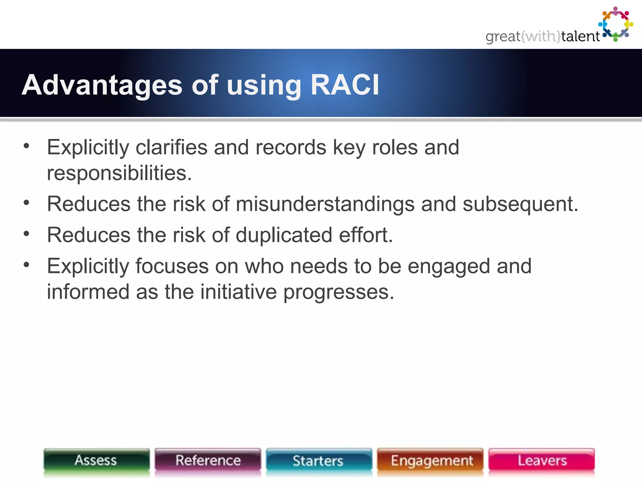 HR Performance Management Tools for Employee Engagement: RACI | PPT
