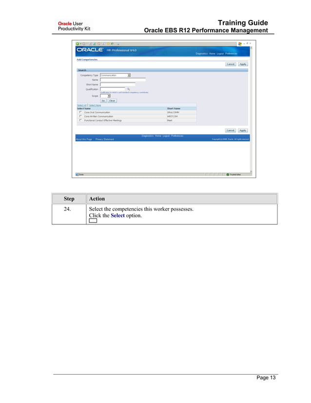 Training Guide Oracle EBS R12 Performance Management | DOC | Human ...