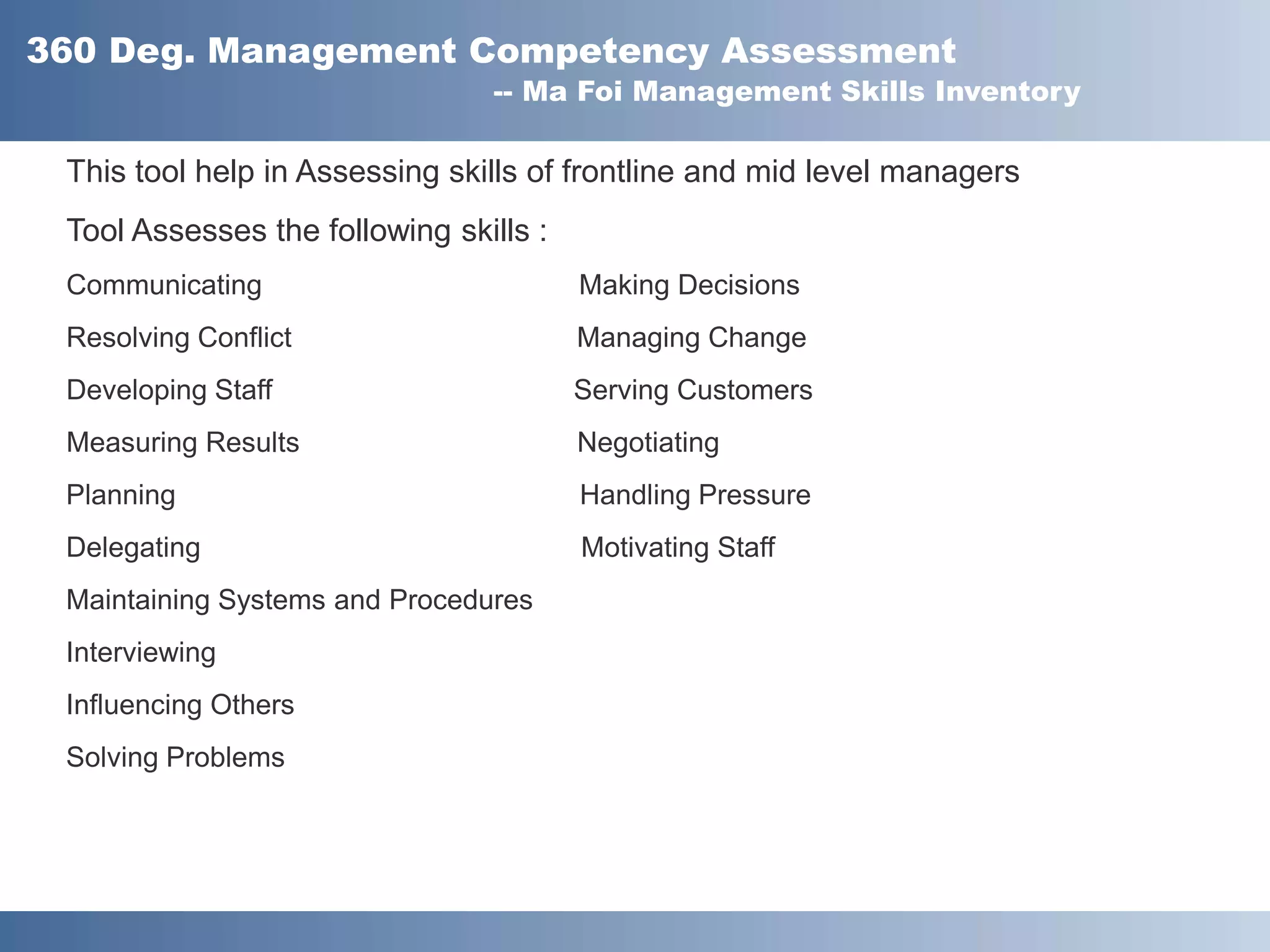 PERFORMANCE MANAGEMENT using Competency Assessment Technique and 360 ...