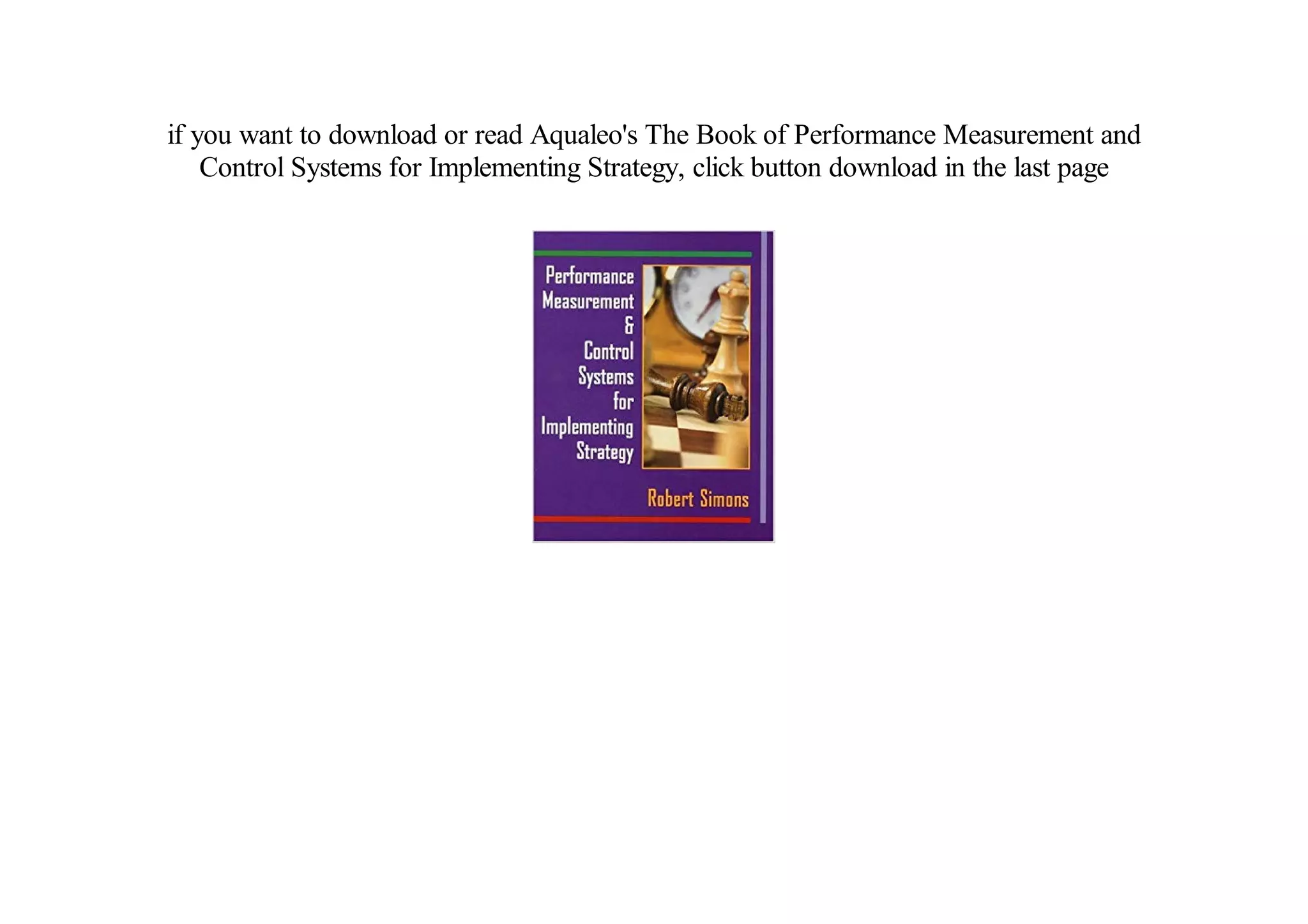 ePub Performance Measurement and Control Systems for Implementing ...