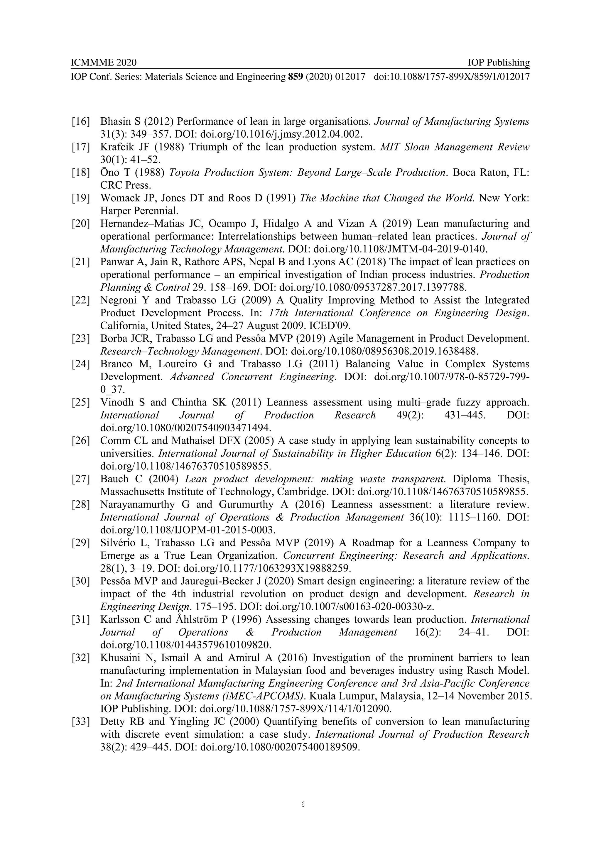 Performance Measurement and Improvement of Lean Manufacturing ...