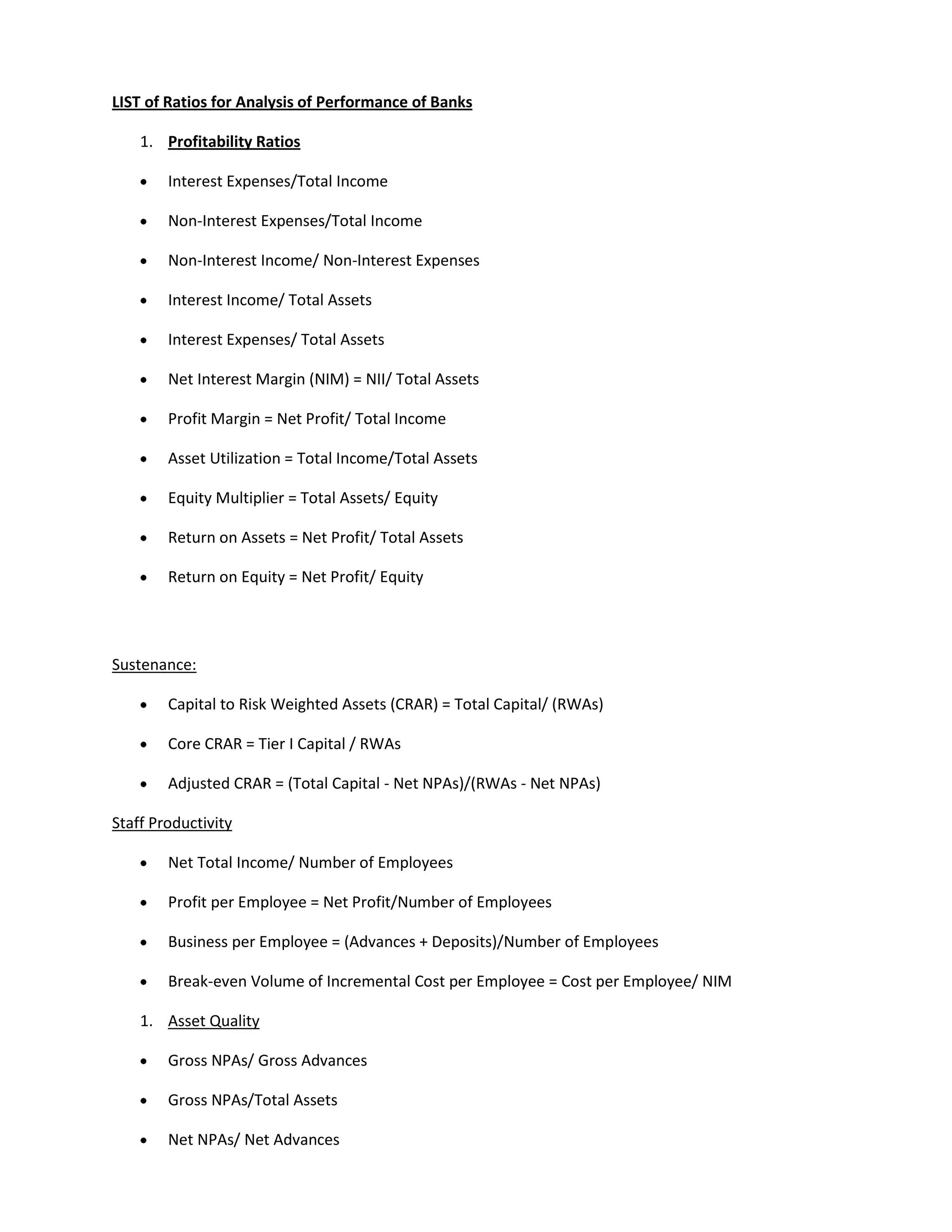 Performance measurement of banks npa analysis & credentials of parameters | DOCX