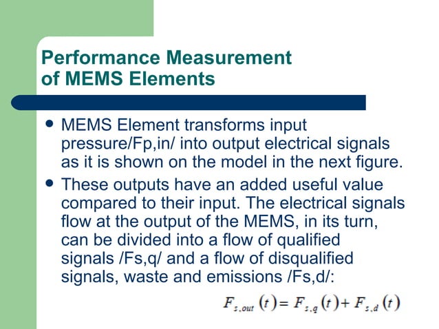 Performance Measurement Of Mems Elements Ppt Physics Science