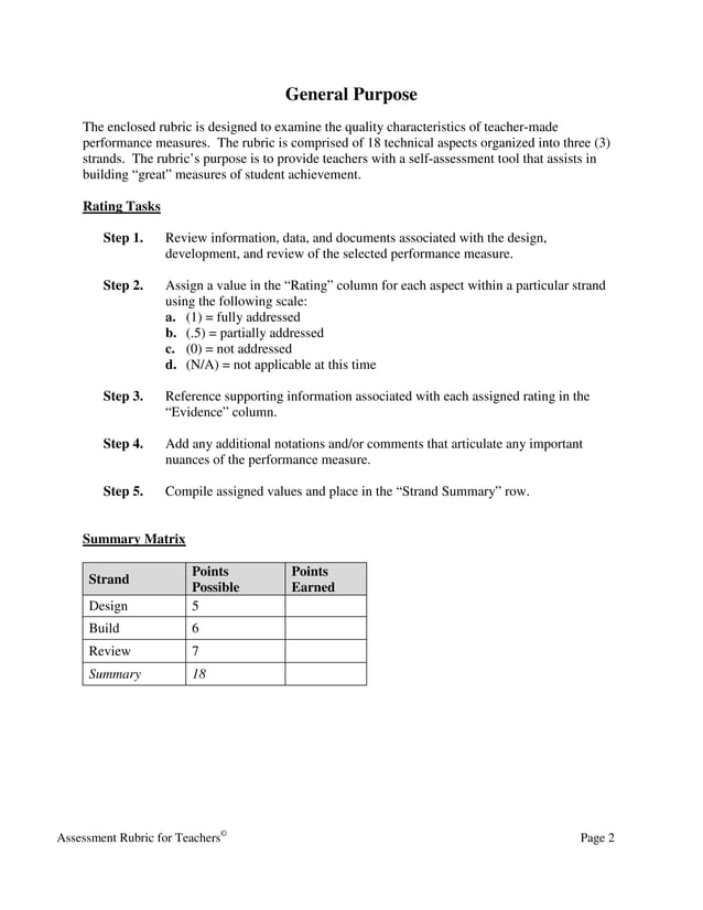 Performance measure rubric | PDF
