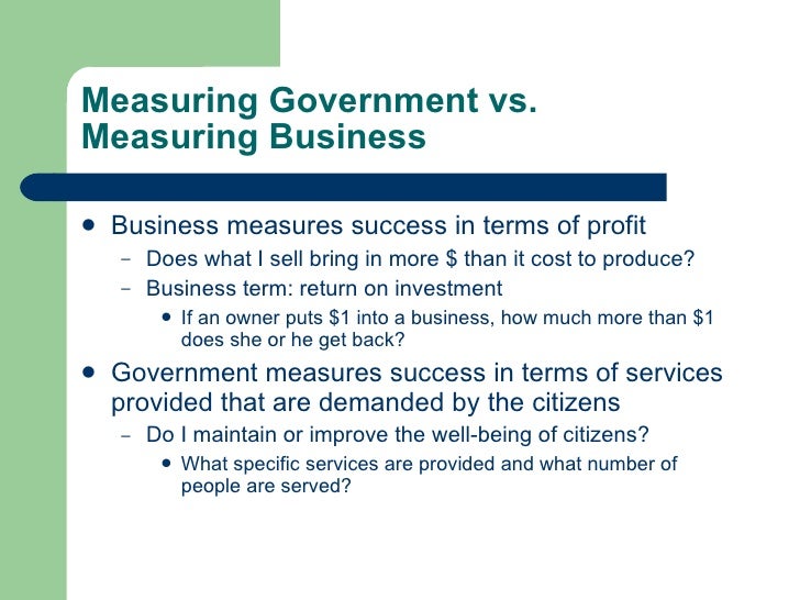Performance Measures for local government