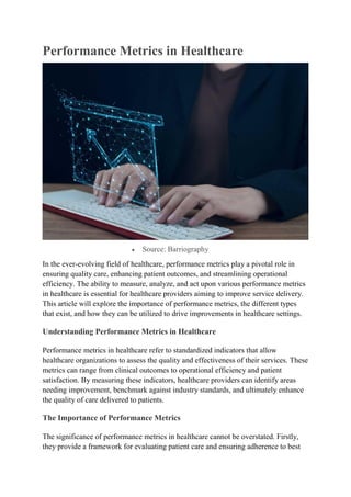 3 Types of Performance Metrics in Healthcare | Visionary CIOs | PDF