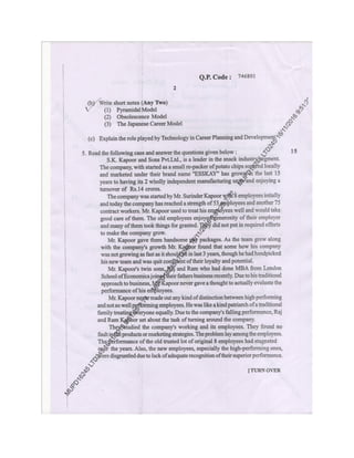 BMS 5th SEM Question Paper:- Performance Mgt & CP | PDF