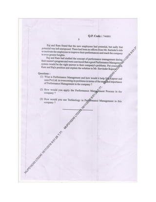 BMS 5th SEM Question Paper:- Performance Mgt & CP | PDF