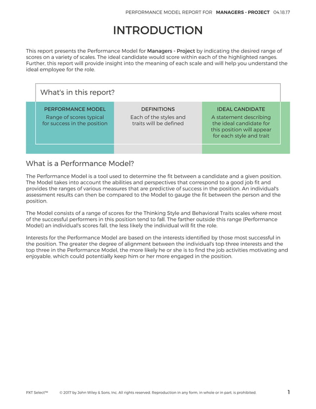 PXT Select™ Performance Model sample | PDF