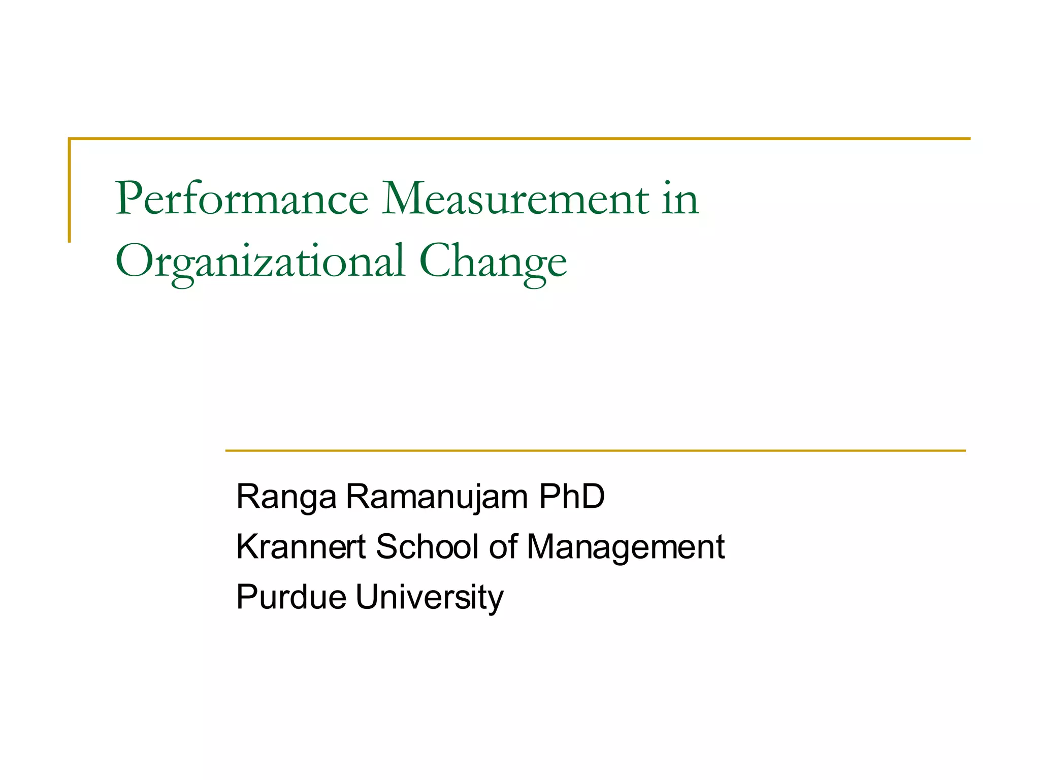Ranga Ramanujam Performance Measurement Slides | PPT