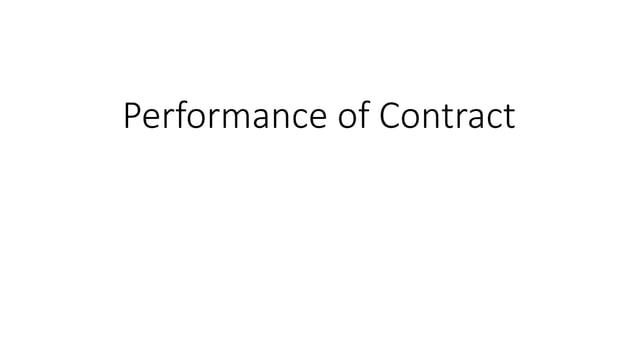 Performance of contract | PPTX | Law