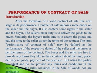 Performance of contract of sale | PPTX